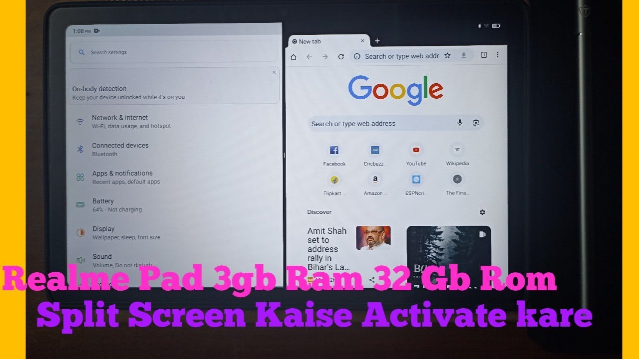 Realme Pad (3gb Ram 32 gb Rom) me Split Screen aur Floating Window kaise activate kare l 2 - YouTube