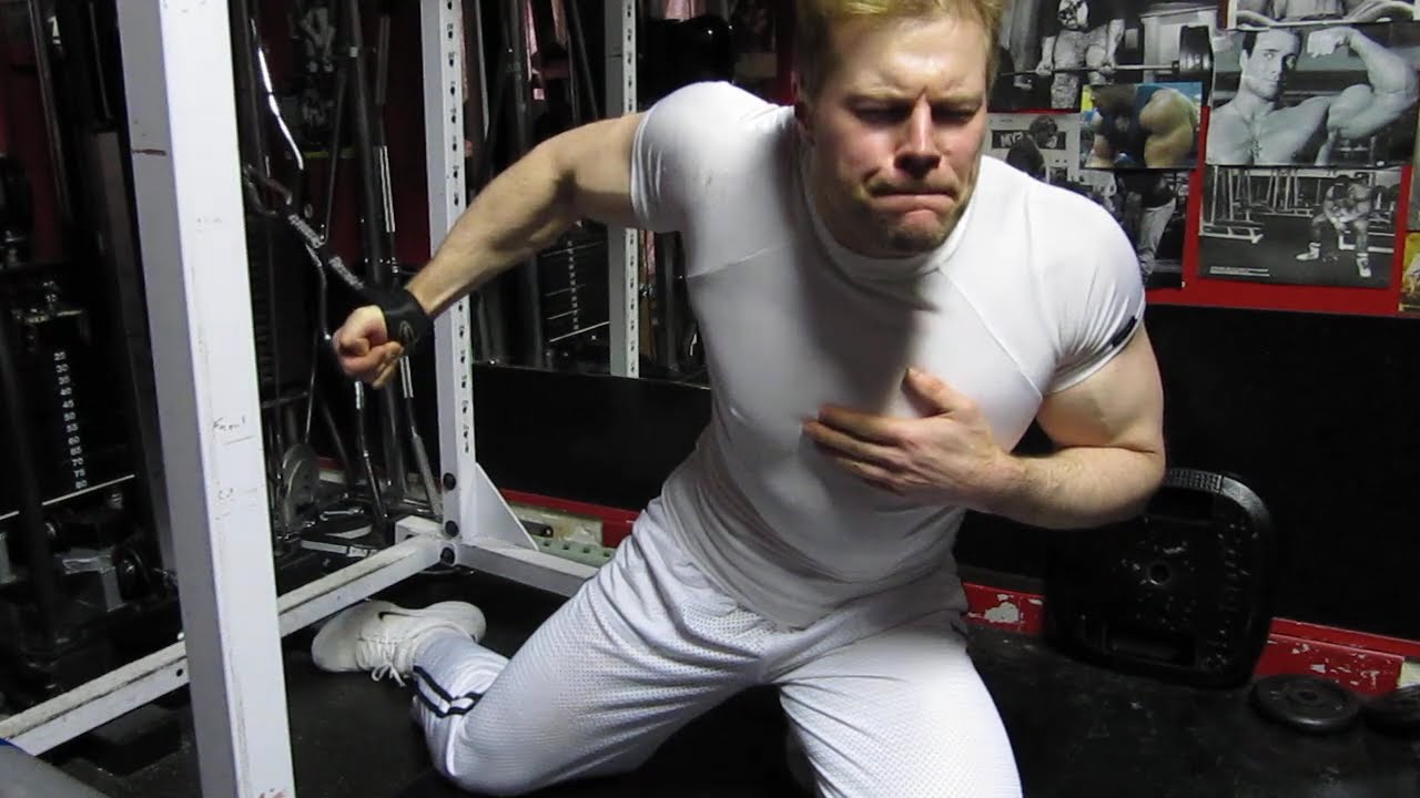 Michael Gundill does 1 arm cable flyes for chest - YouTube