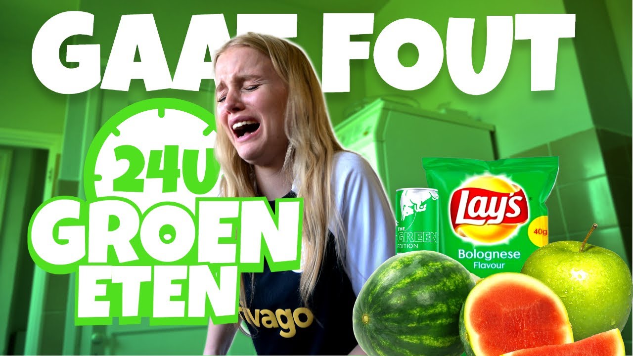 24 UUR GROEN ETEN GAAT VOLLEDIG FOUT! *CHALLENGE | Sandy Denice - YouTube