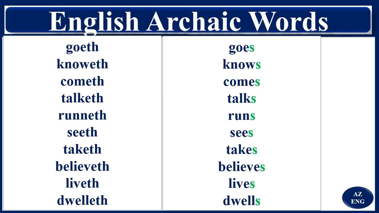 ENGLISH ARCHAIC WORDS LESSONS 2 - YouTube
