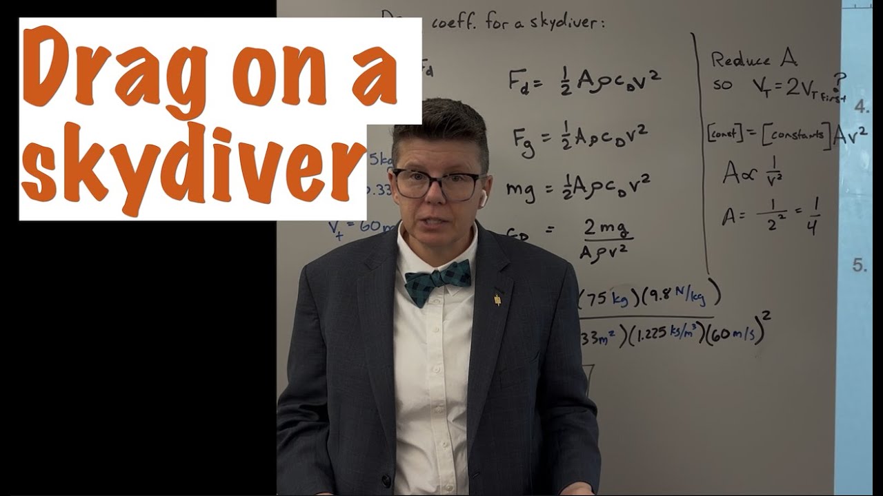 Determine the drag coefficient on a skydiver. - YouTube