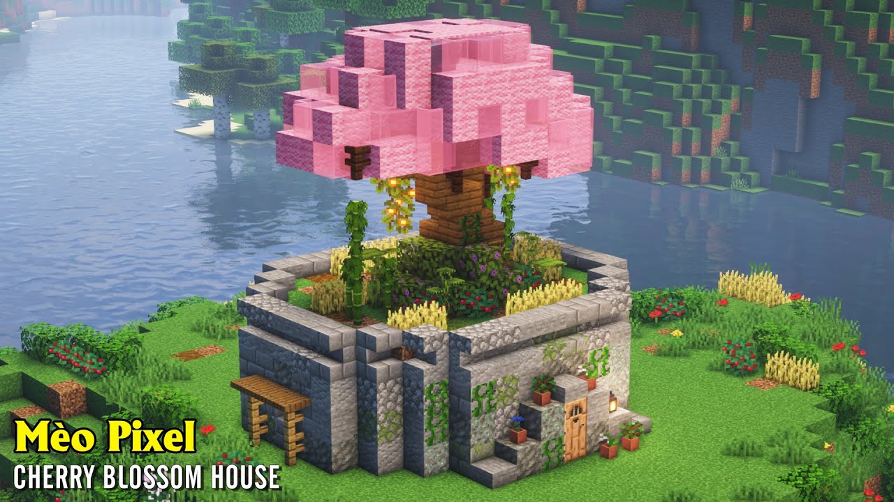 Minecraft Tutorial | Cách Xây Nhà Chậu Hoa Anh Đào / How to build a ...