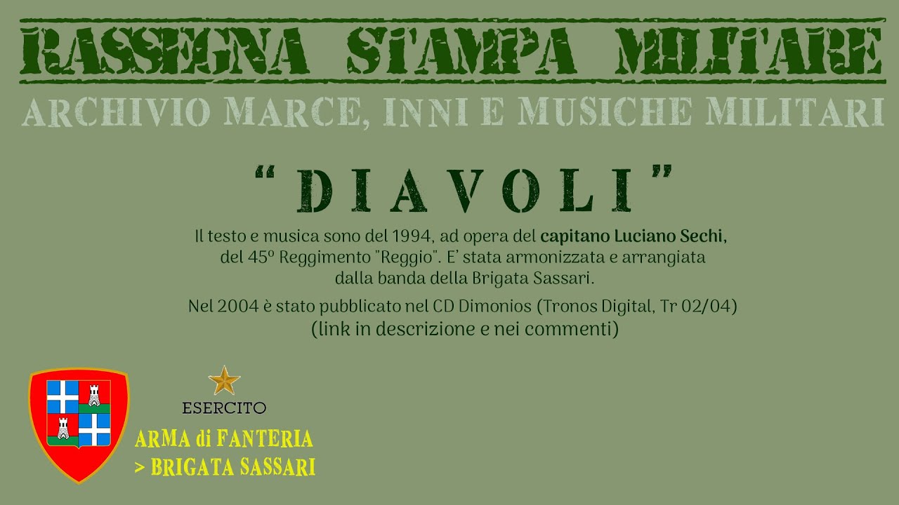 Brigata Sassari. Inno. Diavoli (Dimonios - con testo) - YouTube Music