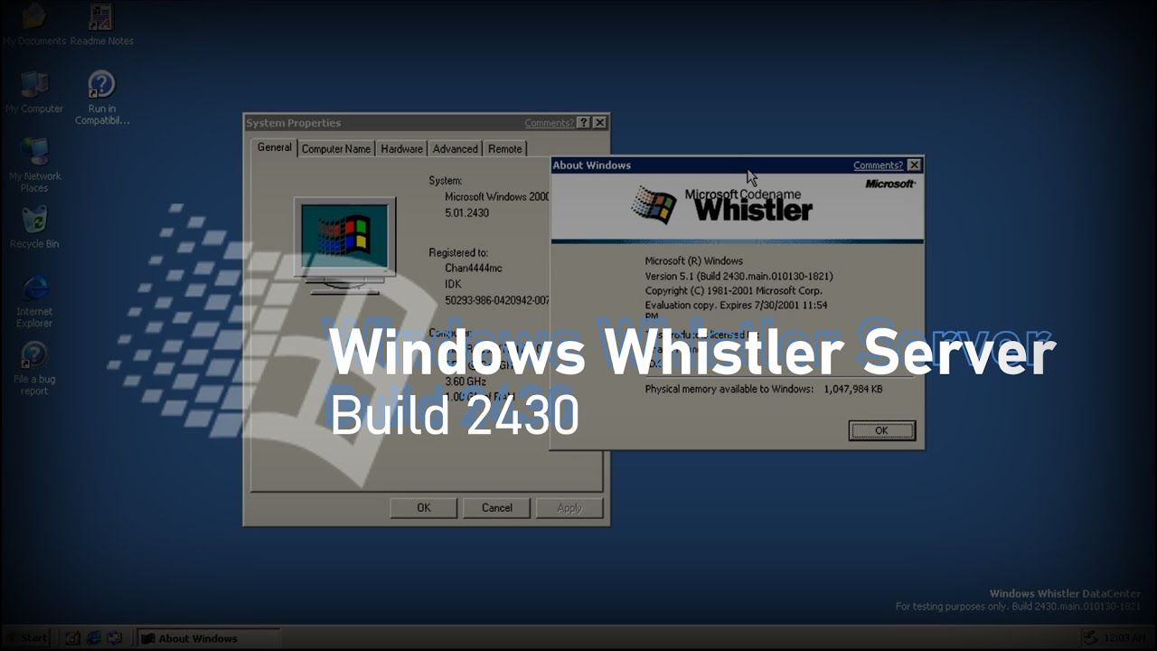 Windows Whistler Server Build 2430 - YouTube