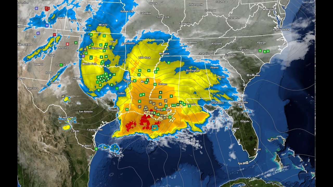 GREarth: Severe Thunderstorm Complex (MCS) Over Gulf 4/3/2013 - YouTube