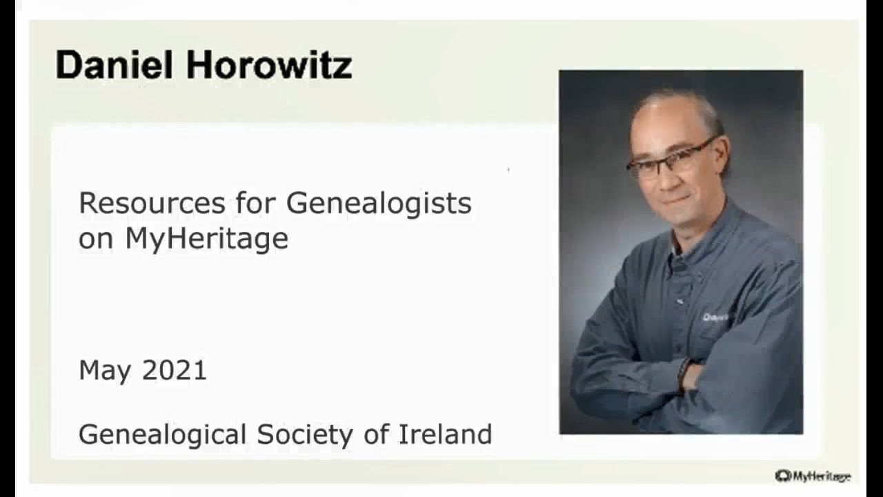 Daniel Horowitz 'MyHeritage.com' resources for research. - YouTube