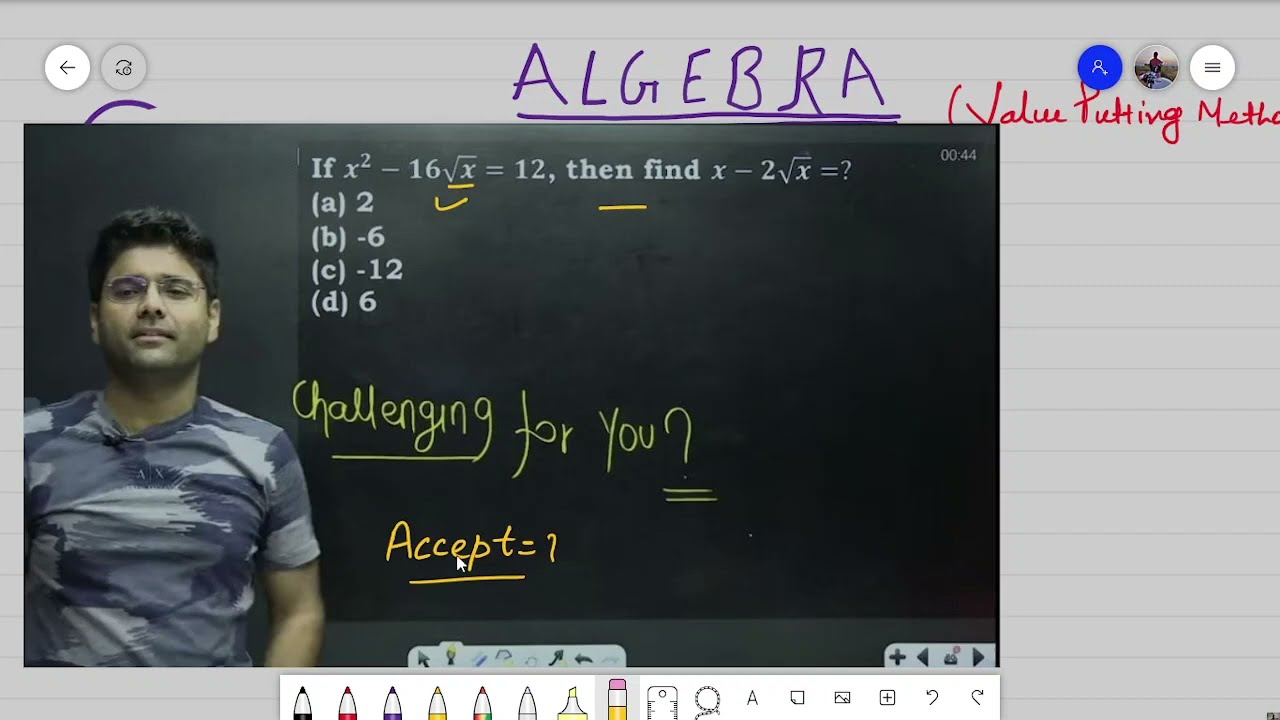 x²-16√x= 12 | I accepted abhinav sir challenge | best question of algebra | @Abhinay Maths - YouTube