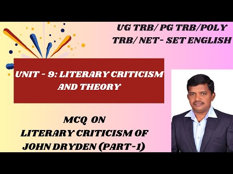 MCQ ON LITERARY CRITICISM OF JOHN DRYDEN (PART-1) (UNIT-9) @jsn ...