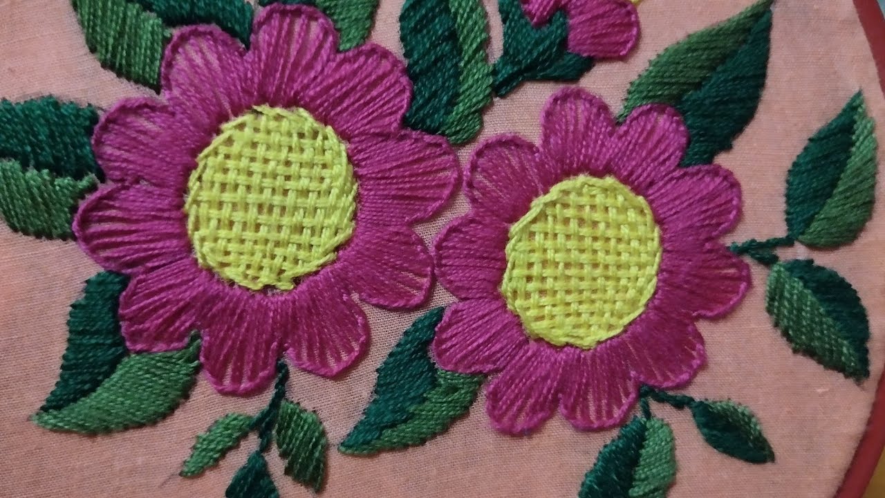 hand embroidery super flower design tutorial । hand embroidery modern ...
