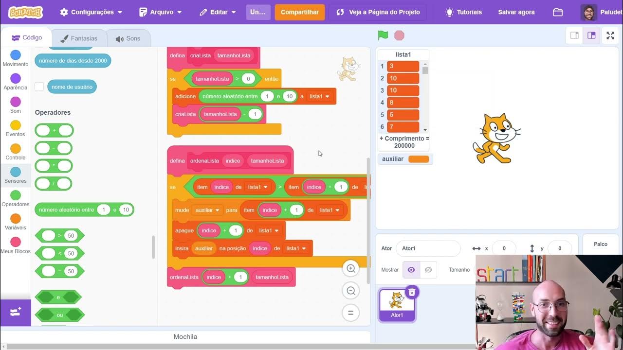 Ordenando listas com o método Bubblesort com recursão no Scratch - YouTube