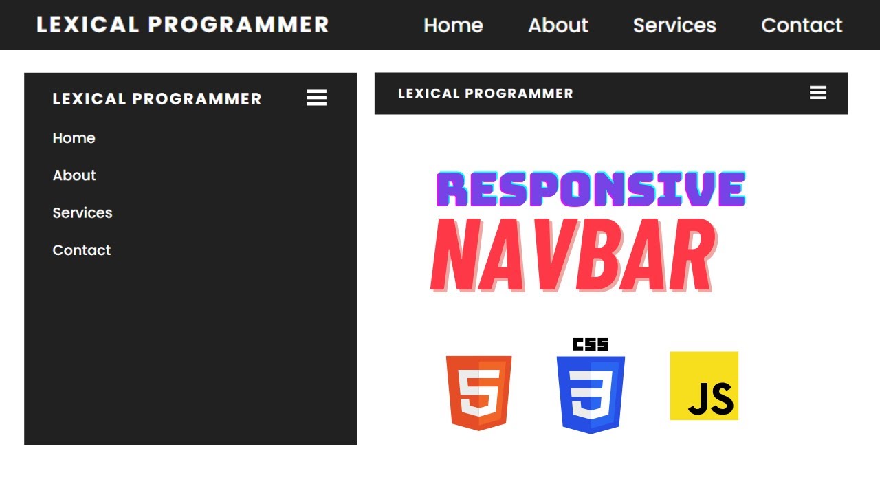 Responsive navbar using HTML CSS and JavaScript - YouTube