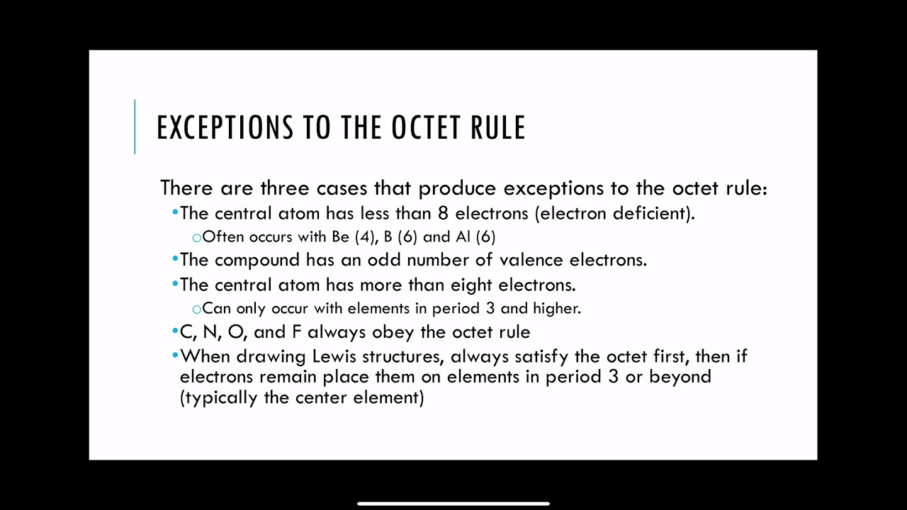 Exceptions to the Octet: Expanded and Incomplete Octets - YouTube