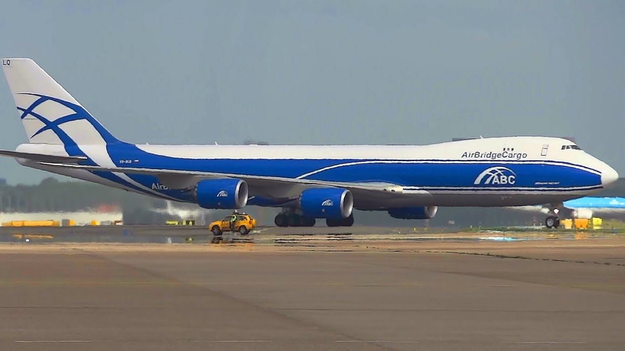 B747-800 FREIGHTER ABC VQ-BLQ taxied over the runway at AMS Schiphol ...