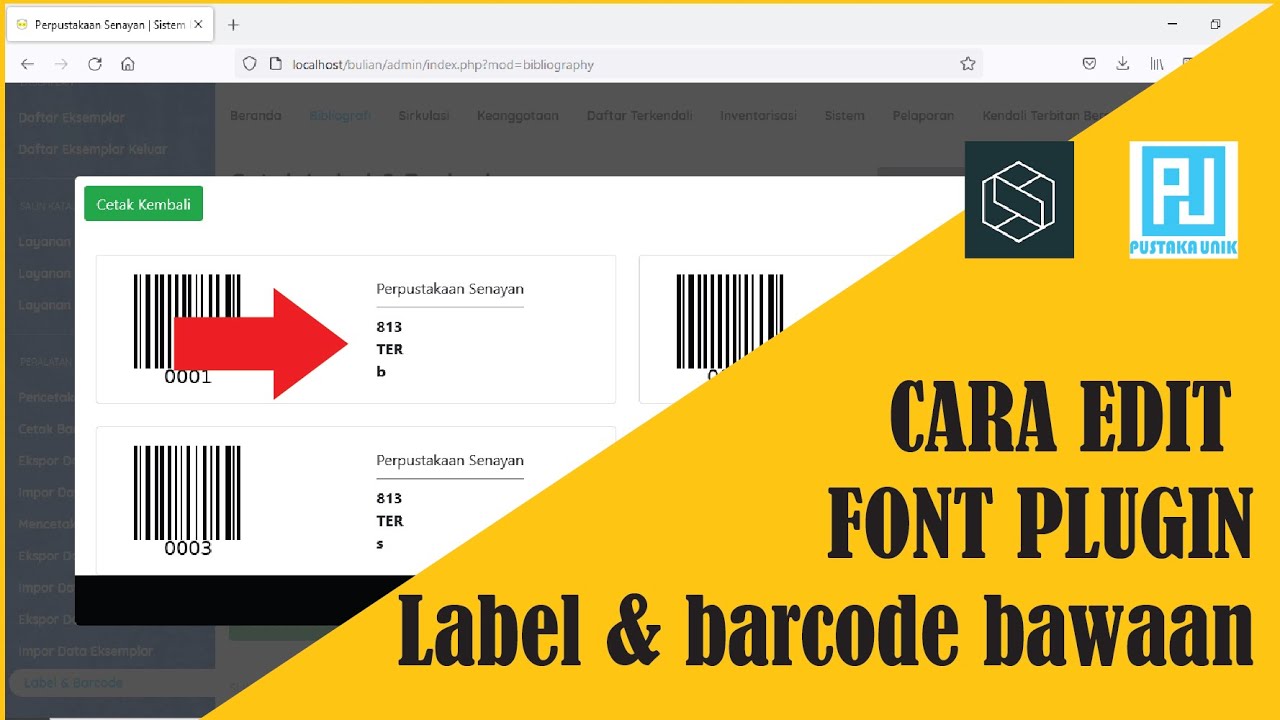 Cara edit ukuran font pada plugin label & barcode bawaan SLiMS 9 Bulian ...