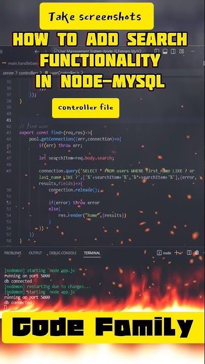 how to add search functionality in node-mysql@codefamily #nodejs #react #mysql - YouTube
