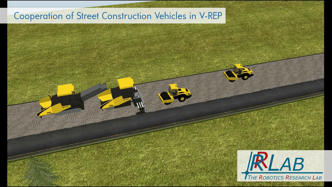 Cooperation of Street Construction Machines in V-REP - YouTube