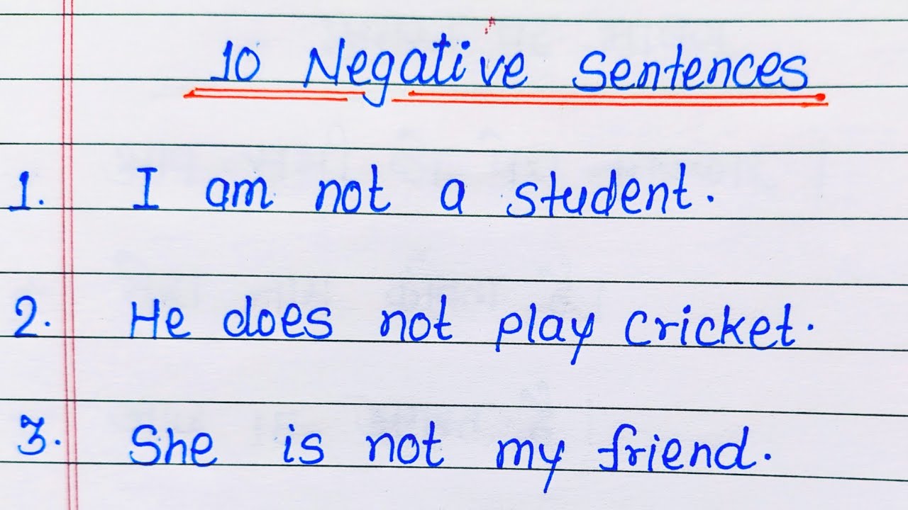 10 Examples of Negative Sentences | Negative Sentences 10 Sentences ...