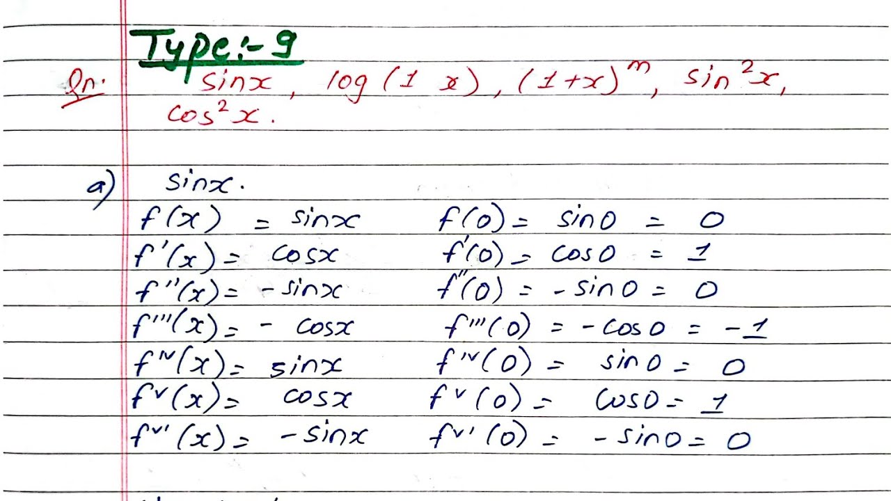 Maclaurin's theorem | sinx, log(1-x), (1+x)^m, sin^2x |Prashant YT ...