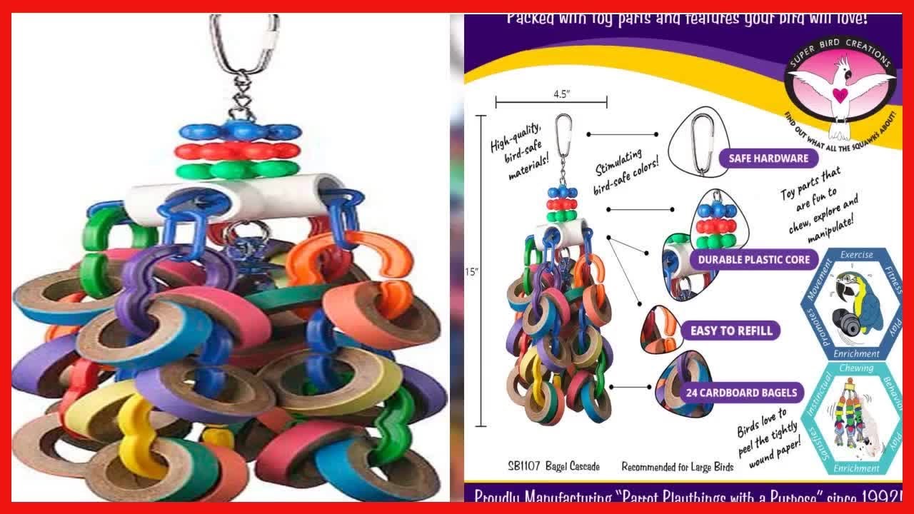 Super Bird Creations SB1107 Bagel Cascade Bird Toy, Large Bird Size ...