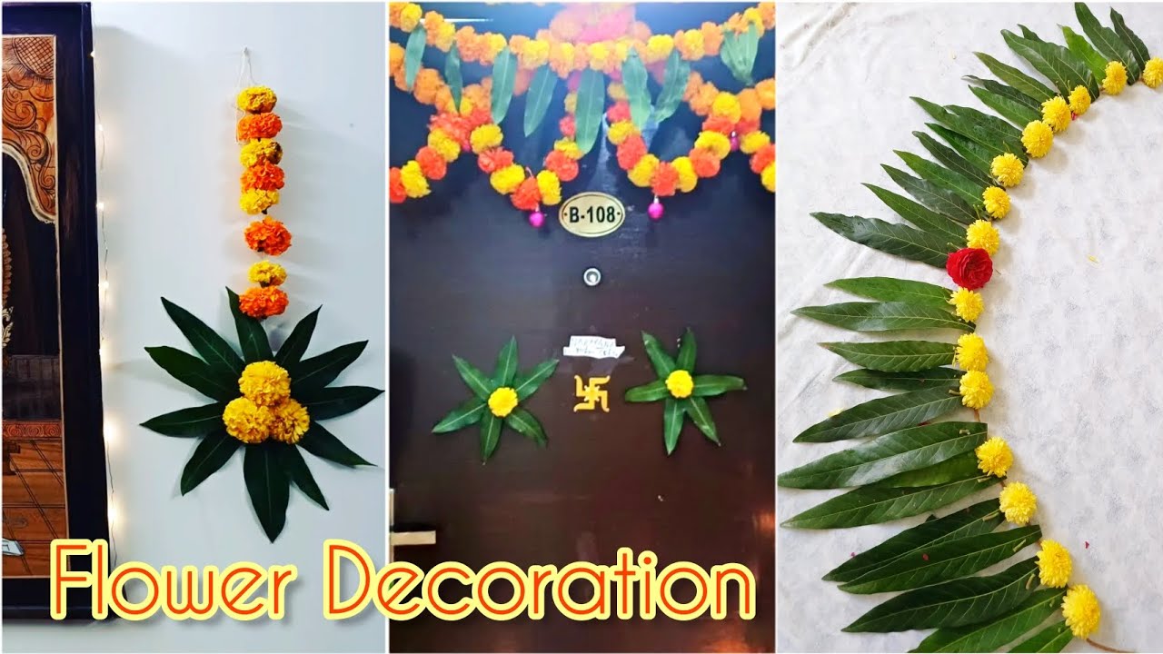 Flower decoration ideas for ugadi, Toran making for main door,Mango ...