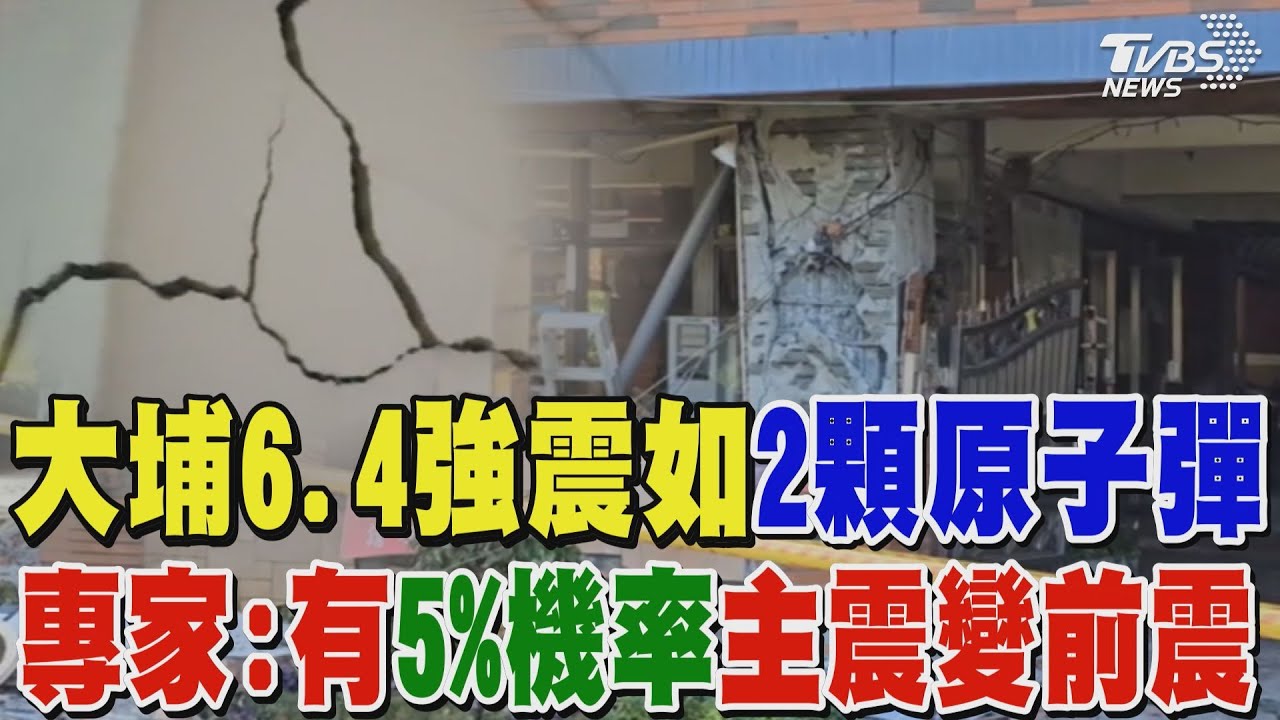 大埔6.4強震如「2顆原子彈」專家示警:有5%機率主震變前震｜TVBS新聞 @TVBSNEWS01│TVBS新聞網