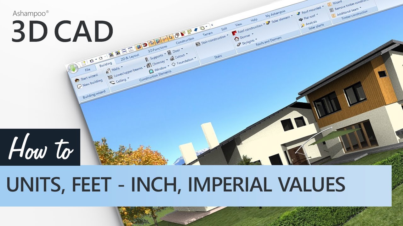 Ashampoo 3D CAD - Units, Feet – Inch, Imperial values - YouTube