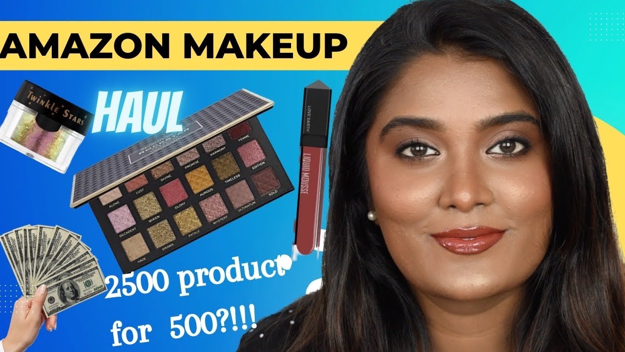 HUGE MAKEUP HAUL From Amazon 😍 Lipsticks, Eyeshadow palettes on 50-70% ...