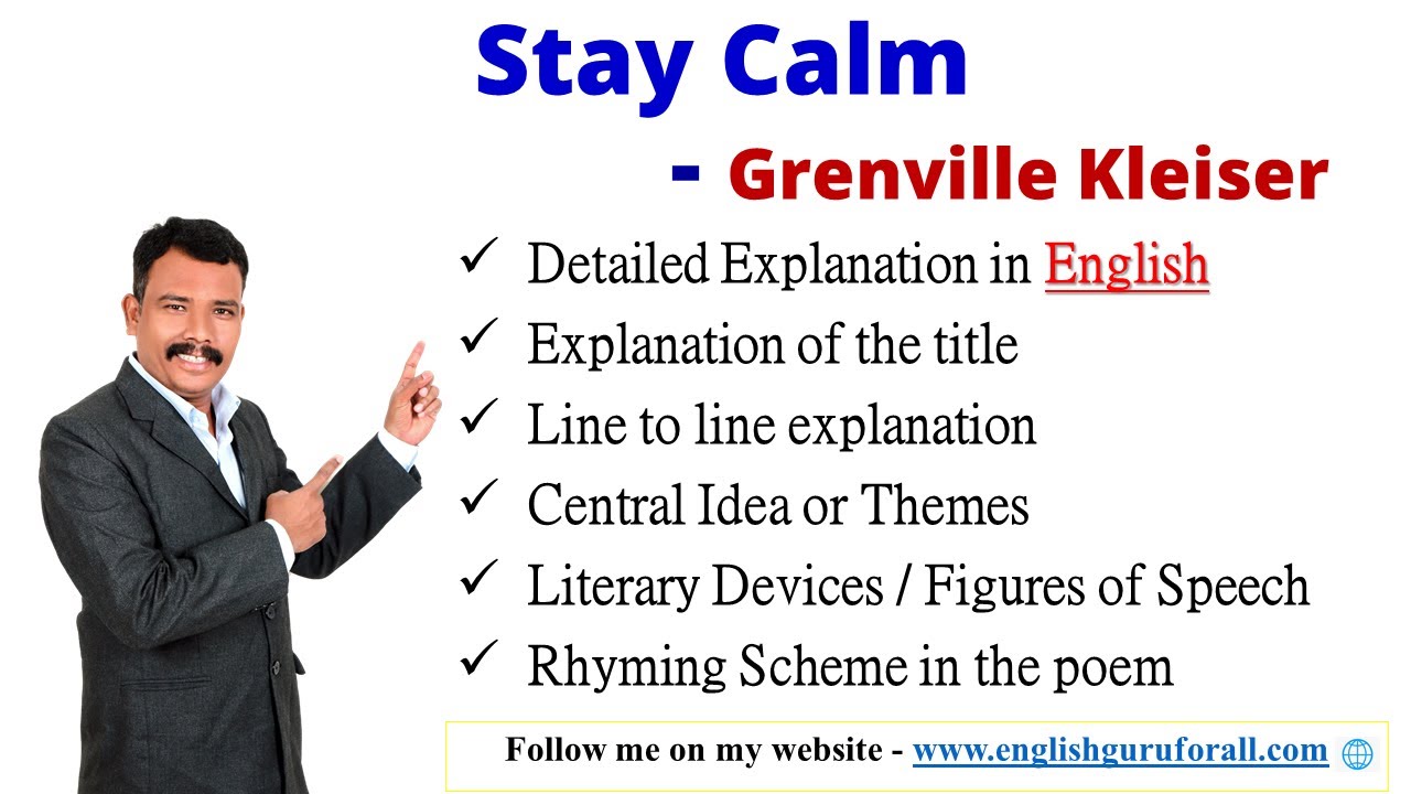 15. Stay Calm by Glenville Kleiser # Explanation of the Poem # FY B.Com ...