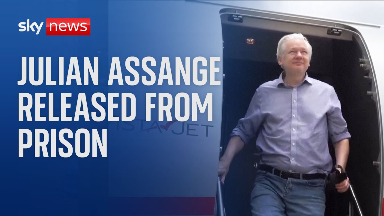 Julian Assange released after five years in prison - YouTube