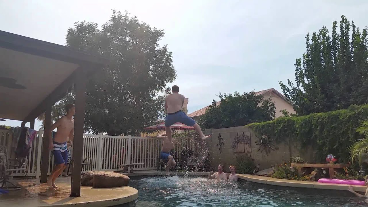 Best pool dunk ever!... In our backyard. - YouTube