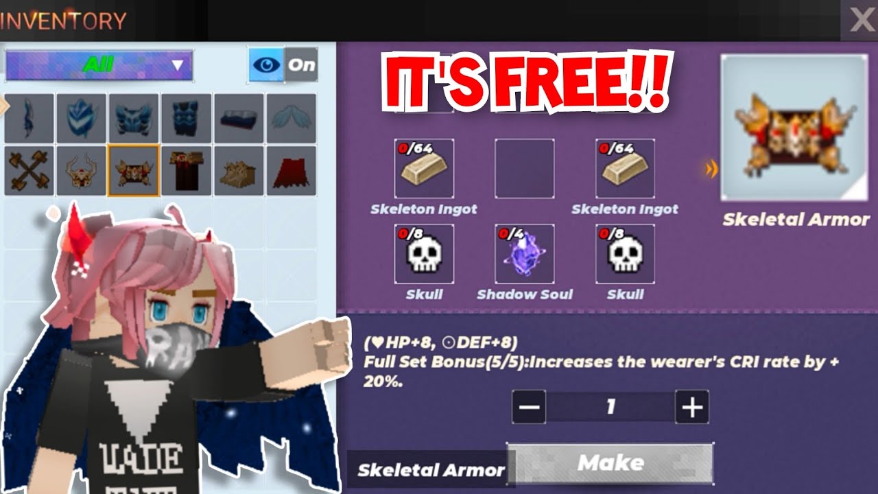 New "SKELETAL" Armor and it's FREE! || Blockman Go - Skyblock - YouTube