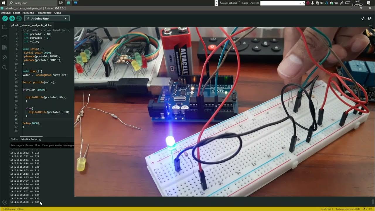 Carregando o Código para o Arduino - LED e LDR - YouTube