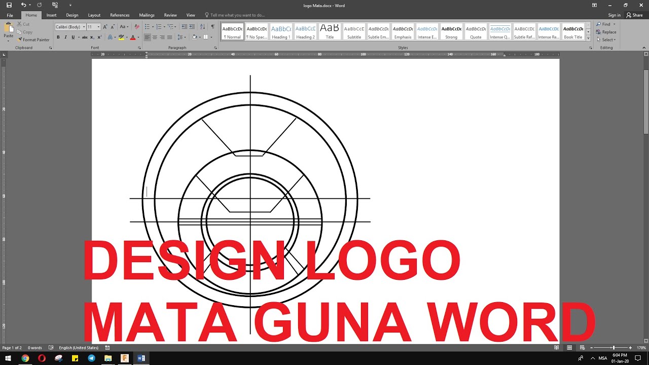 Cara design logo MATA guna MS Word - YouTube