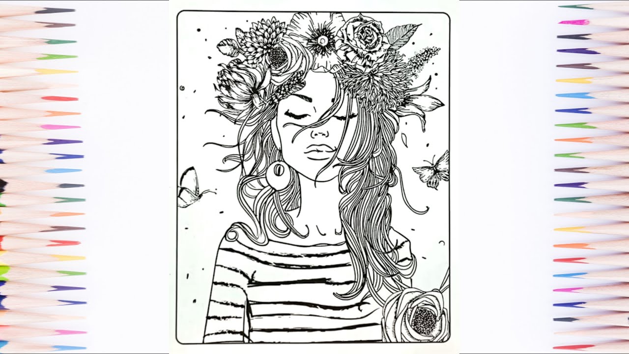 How to Color Beautiful Girl Coloring Girl Portrait Part 2 - YouTube