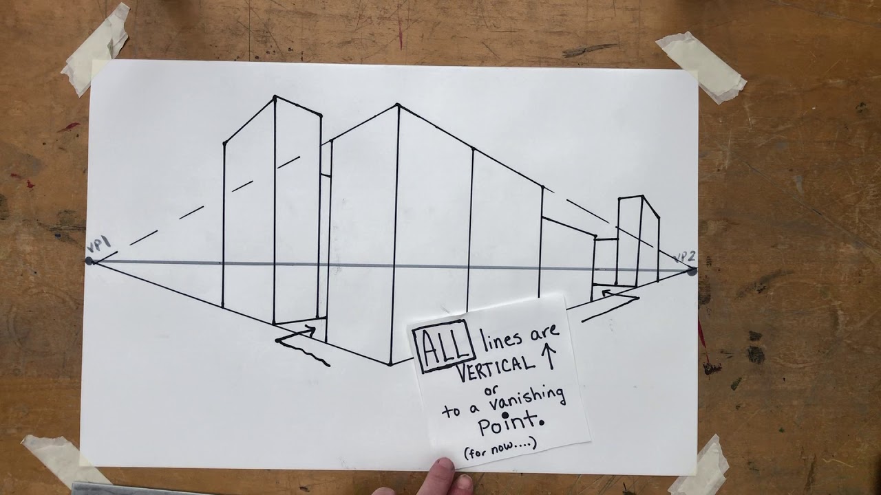 Linear Perspective Two Point Part 3 - sidewalk/curb - YouTube