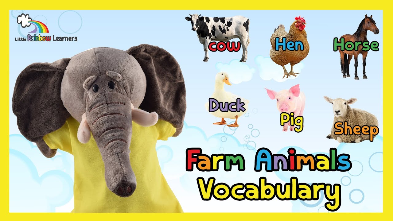 Farm Animals vocabulary for children, toddler, ESL, children with ...