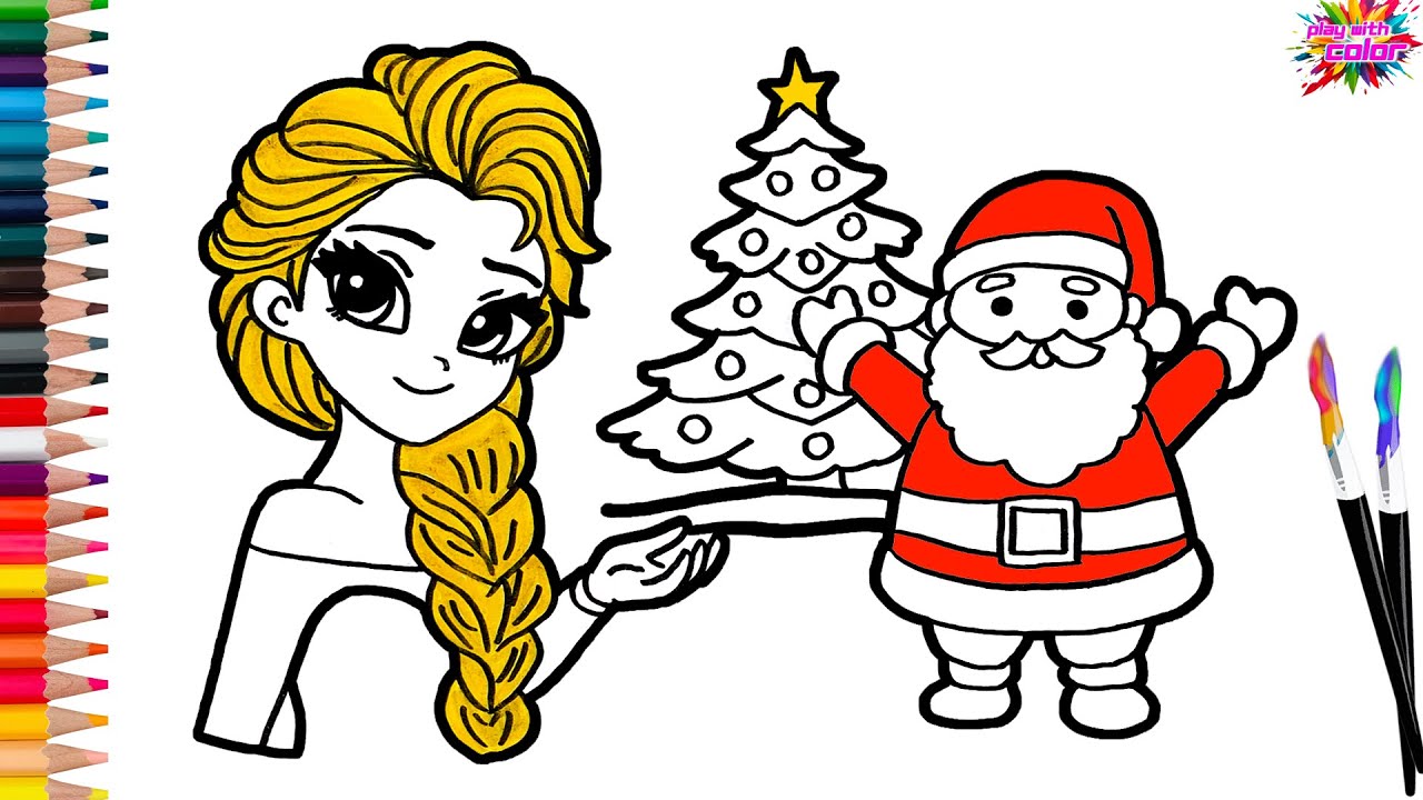 How to Draw a Cute Elsa and Santa Claus | Christmas Art Tutorial - YouTube