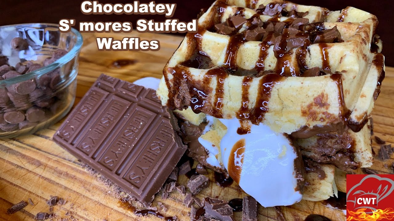 How To Make The Best Chocolate S'mores Stuffed Waffles - YouTube