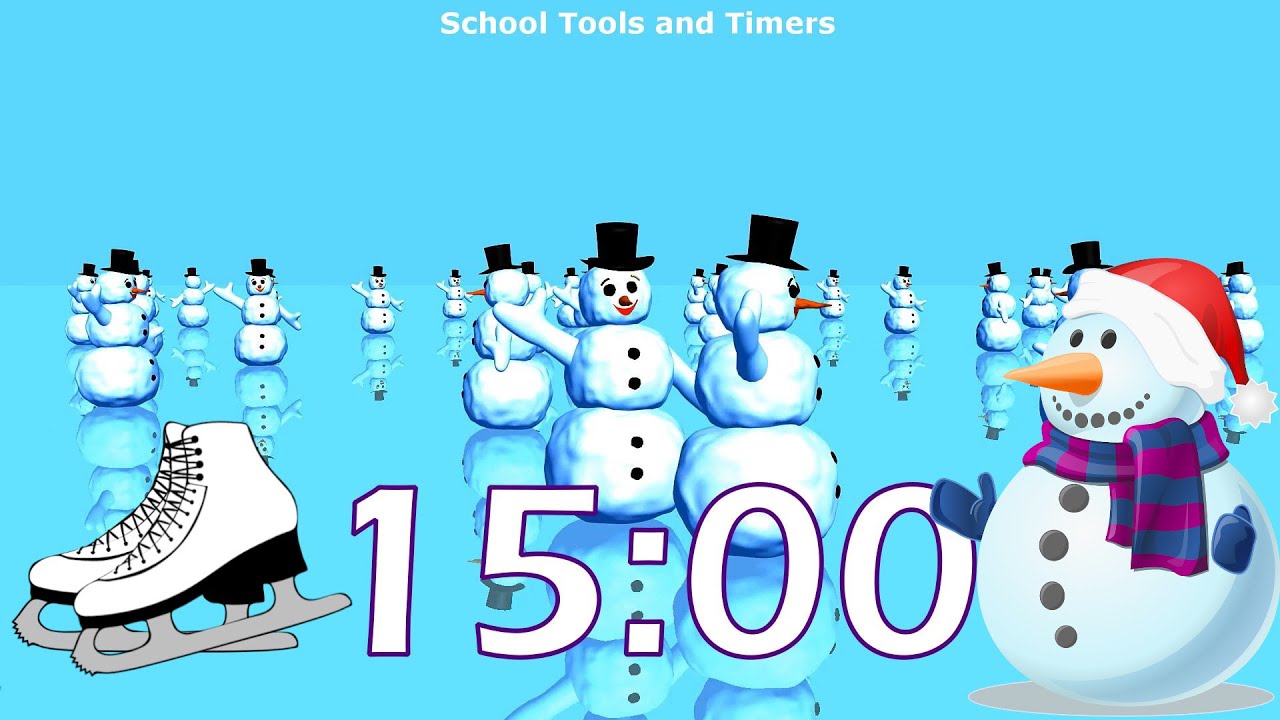 15 Minute ️Winter ☃️ Snowmen Ice Skating Countdown Timer - YouTube