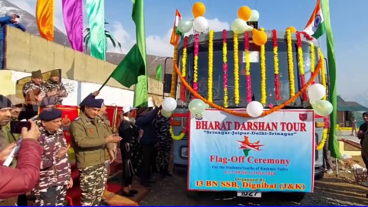 SSB Flags Off Bharat Darshan Tour From Dignibal Area Of Ganderbal - YouTube