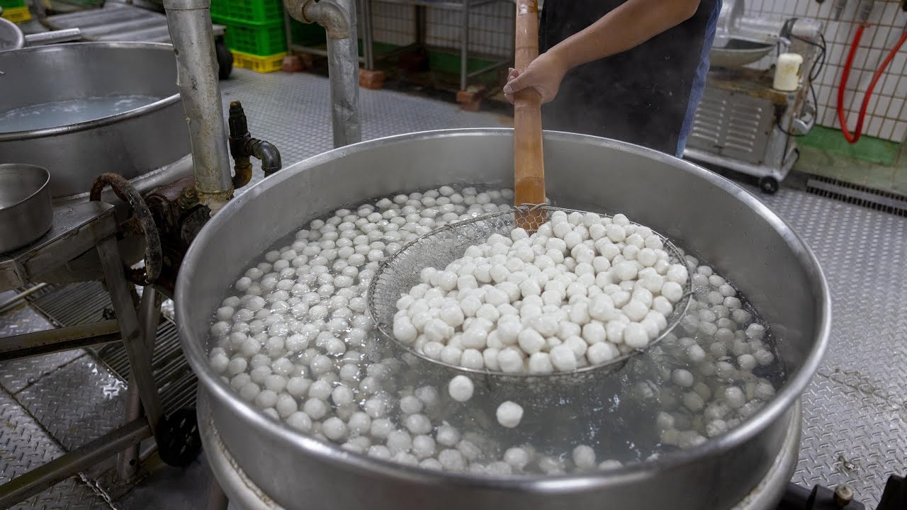Top Food Factory in Taiwan, 旗魚魚丸,甜不辣,天婦羅,蝦捲大量製作/Sailfish Fish Balls ...