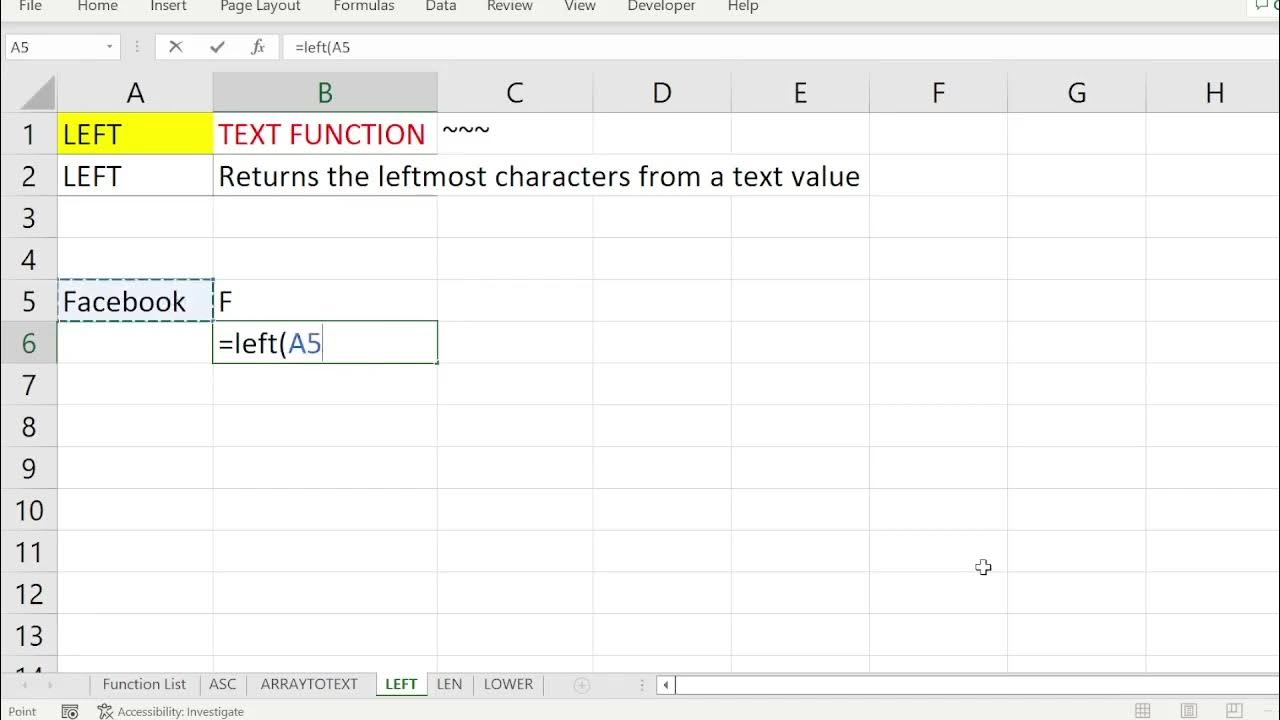 Excel Usage Of Left Text Function In Excel That Returns The Leftmost