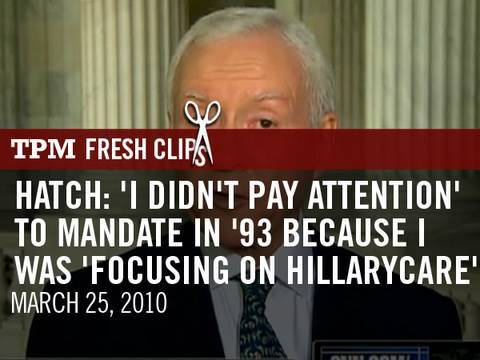 Hatch: 'I Didn't Pay Attention' To Mandate In '93 Because I was ...