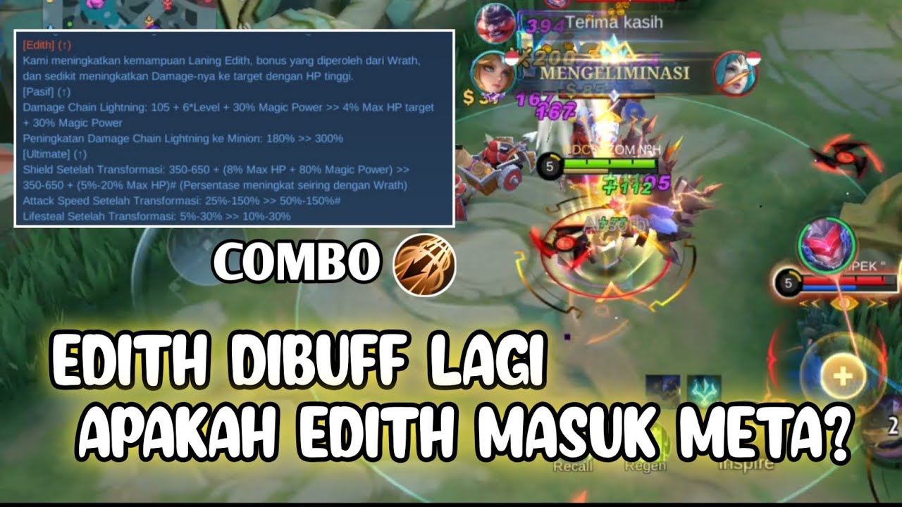 COMBO EDITH BUFF PAKE SPELL INSPIRE, GILA HARD GAME BANGET - YouTube