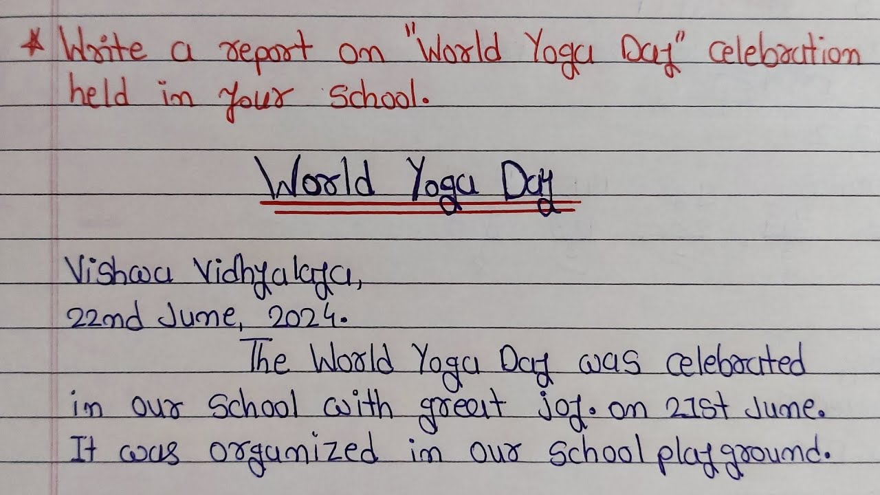 Report writing on World Yoga Day in English | World Yoga Day Report ...