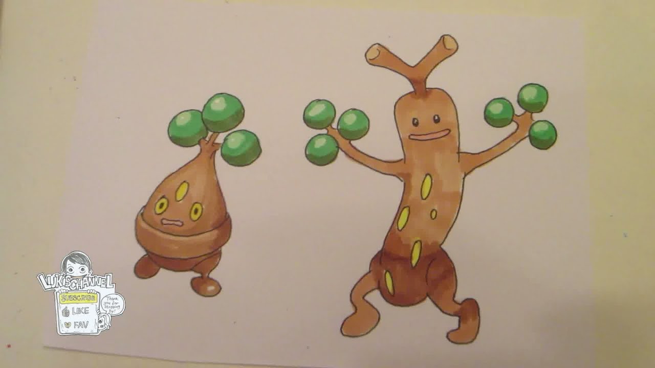 How to draw Pokemon: No.438 Bonsly, No.185 Sudowoodo - YouTube