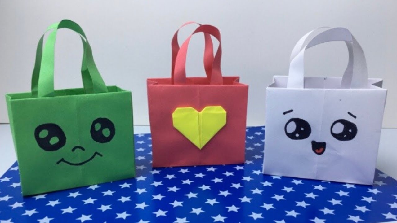 Origami Paper bag easy / How to make mini bag / DIY Paper bags - YouTube