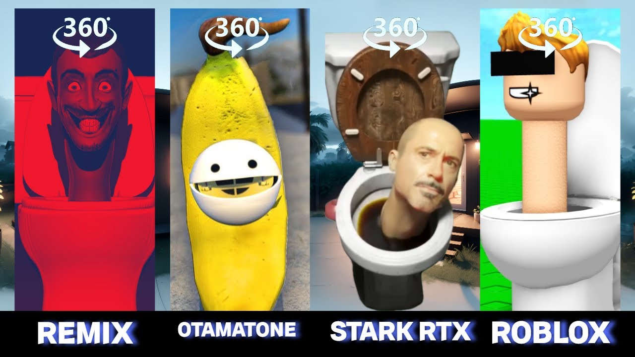 Remix vs Otamatone Banana Cat vs Stark RTX vs Roblox 360° VR Finding ...