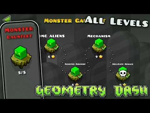 ALL Levels In The MONSTER GAUNTLET (Levels 1-5) - Geometry Dash - YouTube