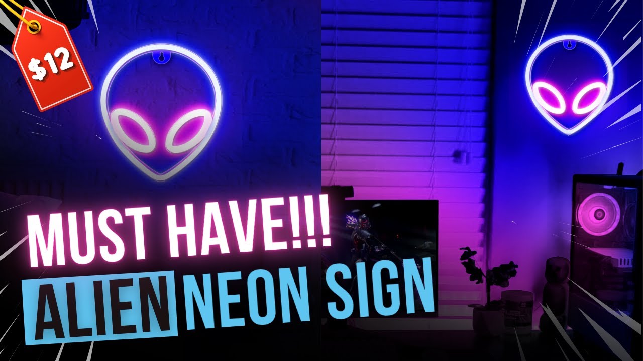 COOL LED ALIEN NEON SIGN FOR GAMERS, KIDS ROOM , TIKTOKER, INFLUENCERS ...